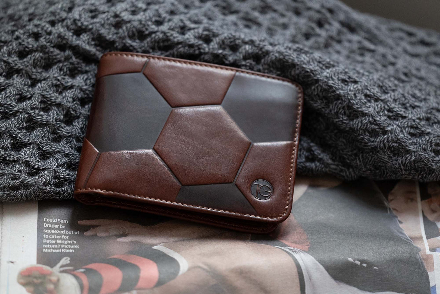 The Striker – Soccer Leather Bifold Wallet | Hexagon Design, RFID ...